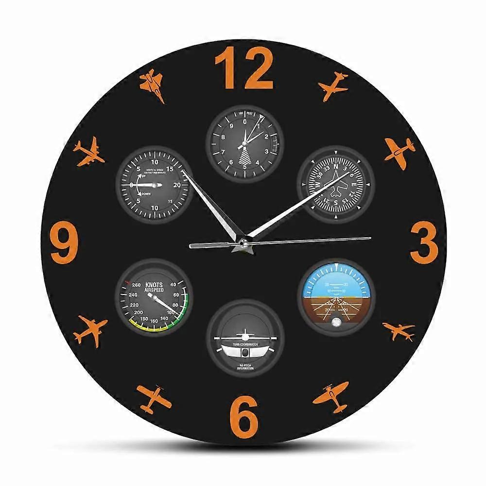 Aviation Aviator Modern Design Printed Wall Clock Flight Instrument ...