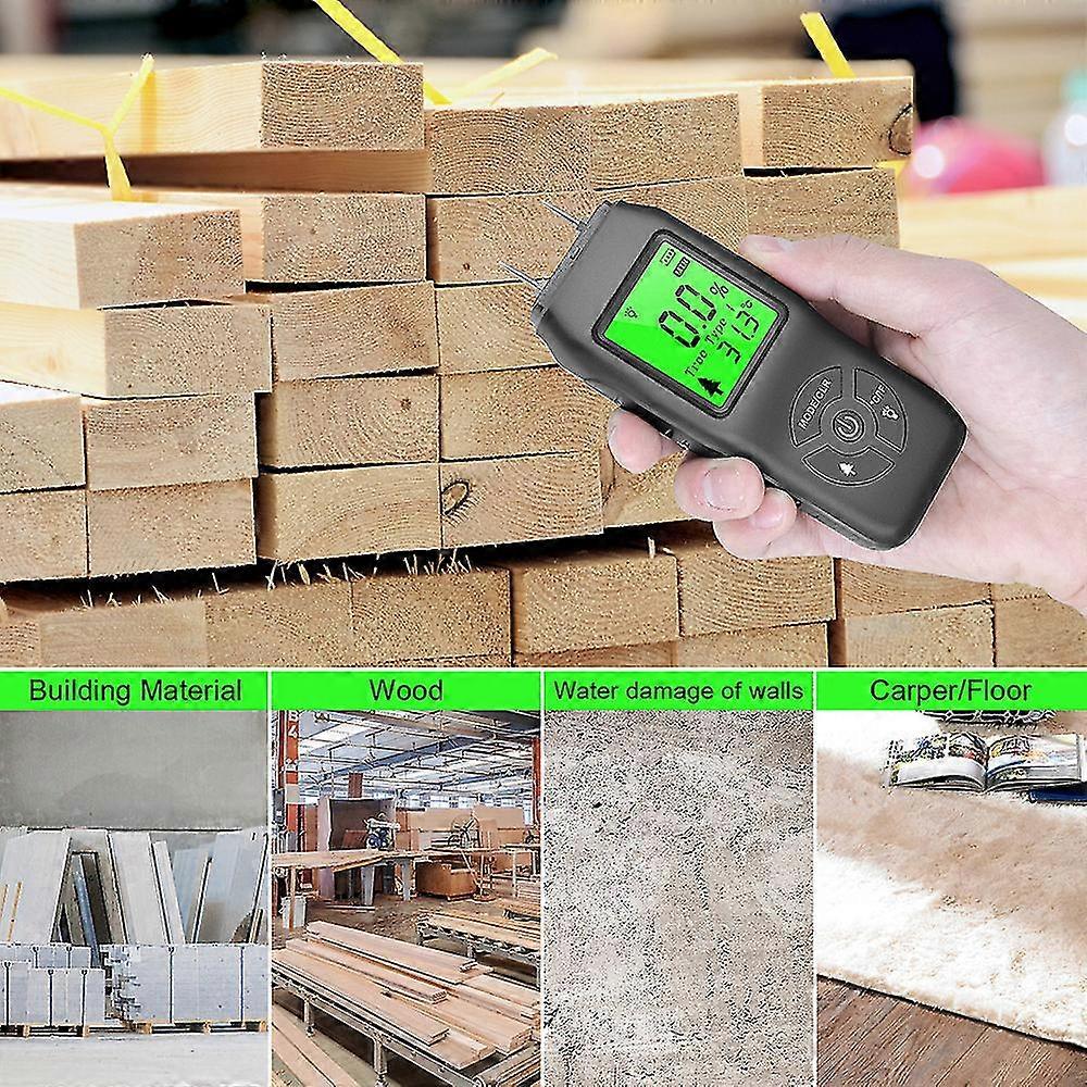 Digital Wood Moisture Meter Hygrometer Timber Damp Detector Tree ...