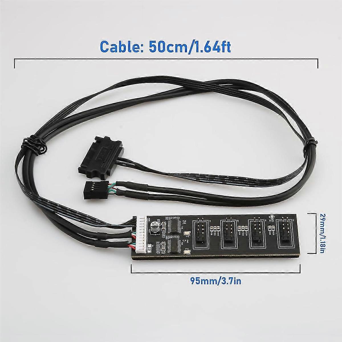 9Pin USB Header Splitter with SATA Power Cable, Internal USB Hub ...