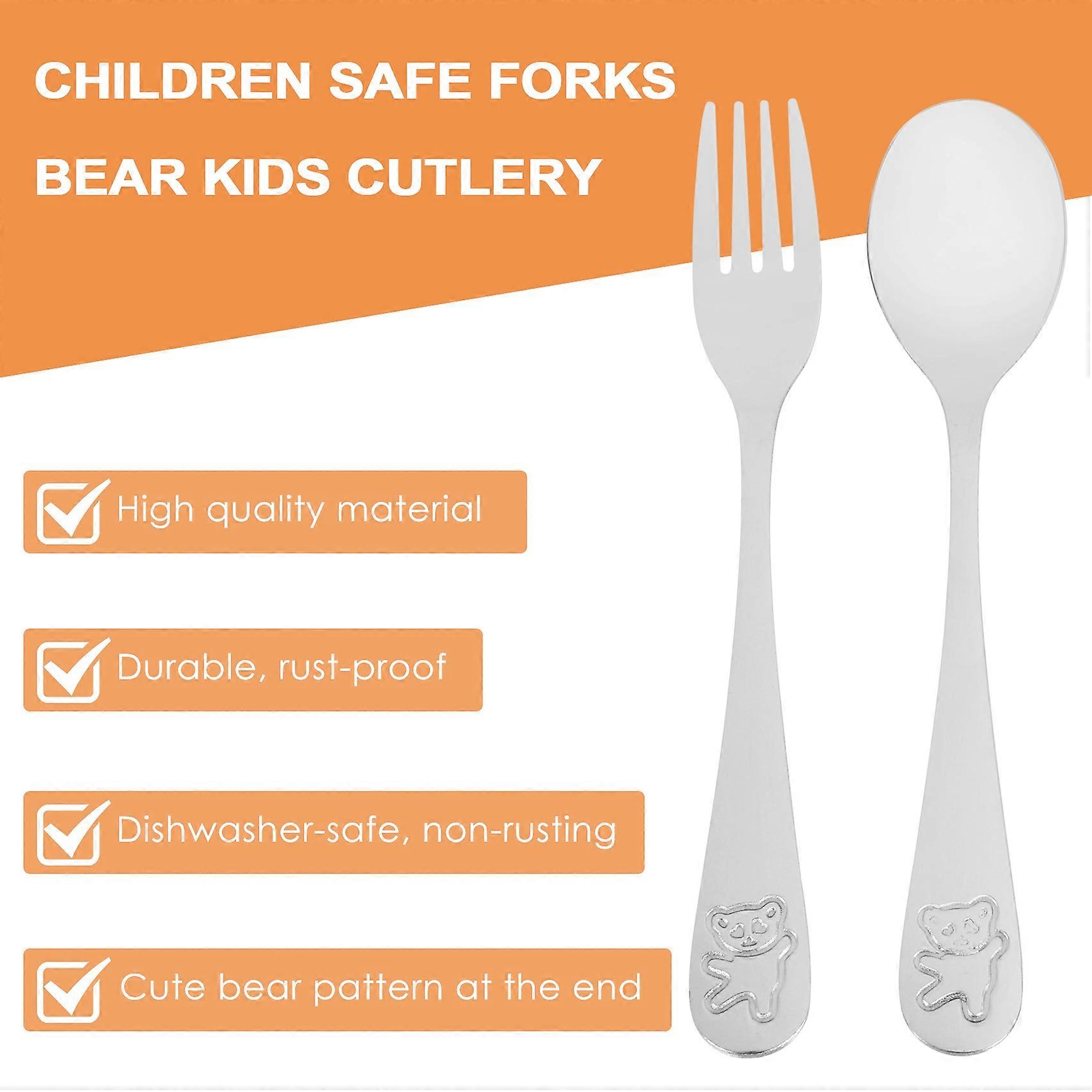 Kids Silverware Stainless Steel Children's Safe Flatware Little Bear ...