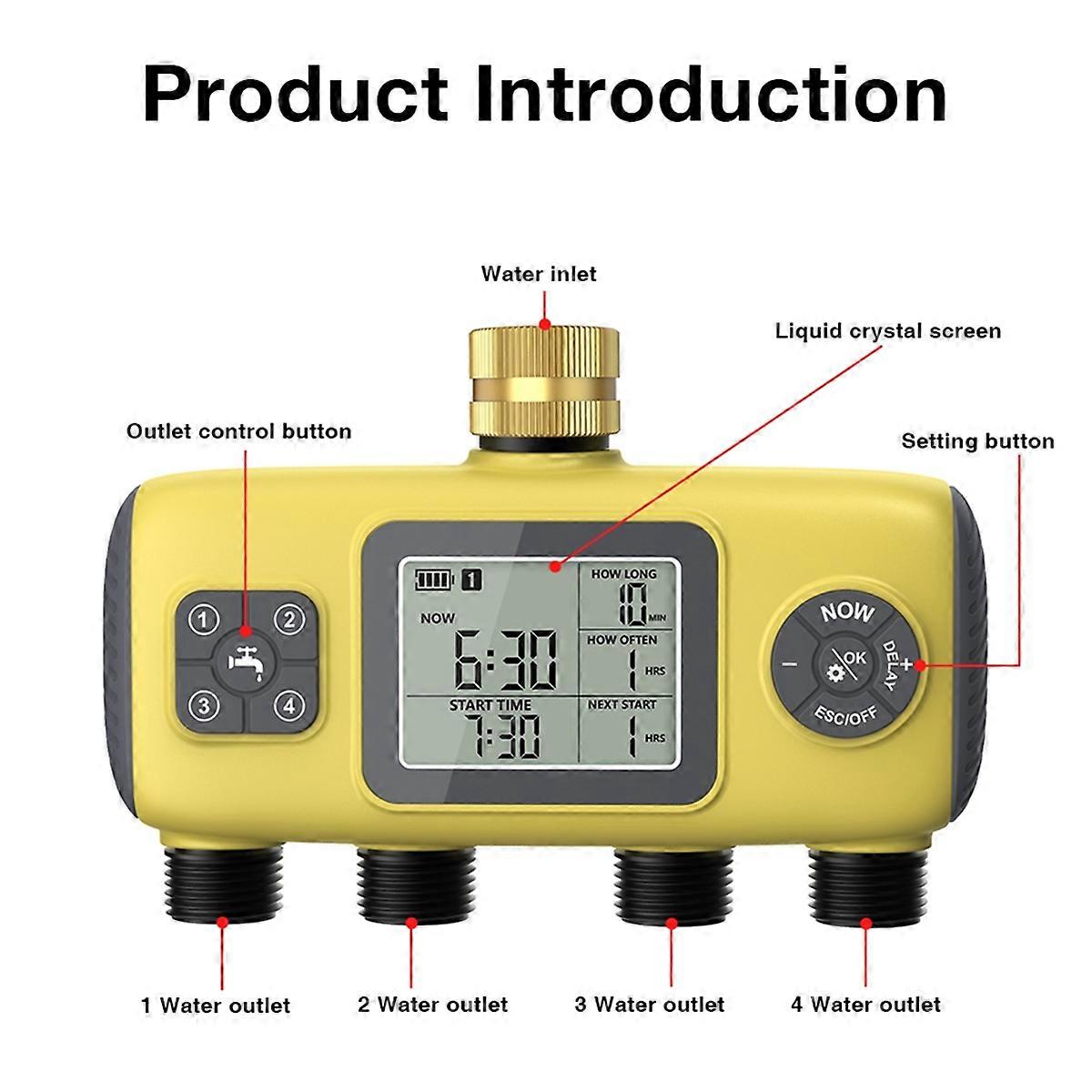 4-Zone Garden Water Timer Programmable Drip Irrigation Controller ...