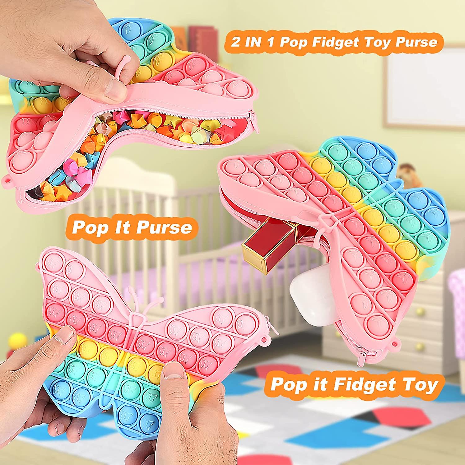 Pop Fidget Purse for Girls, Fidget Toys Bag Push Bubble Popper Handbag ...
