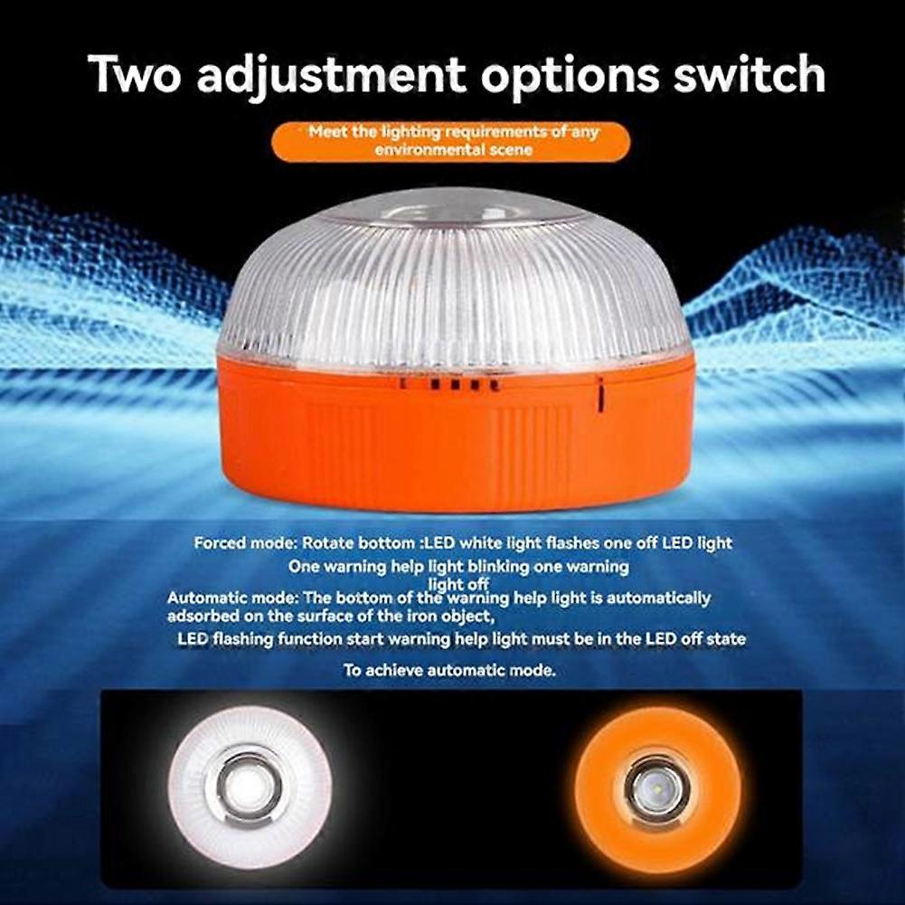 3Pcs V16 Emergency LED Flash Lights White & Yellow Warning Lamps with ...