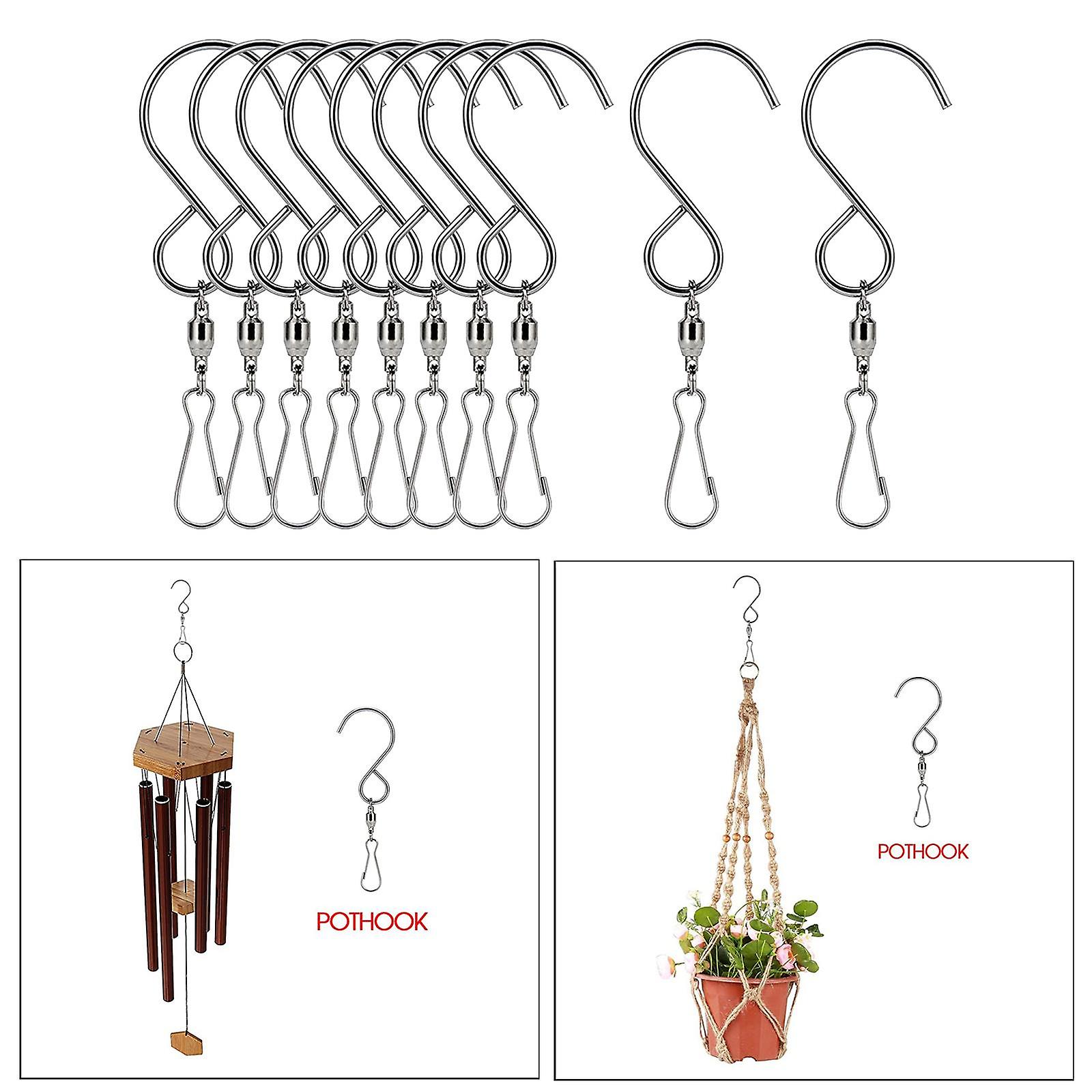 10x Swivel S Hooks Clips for Hanging Garden Wind Spinners Flower Pot ...