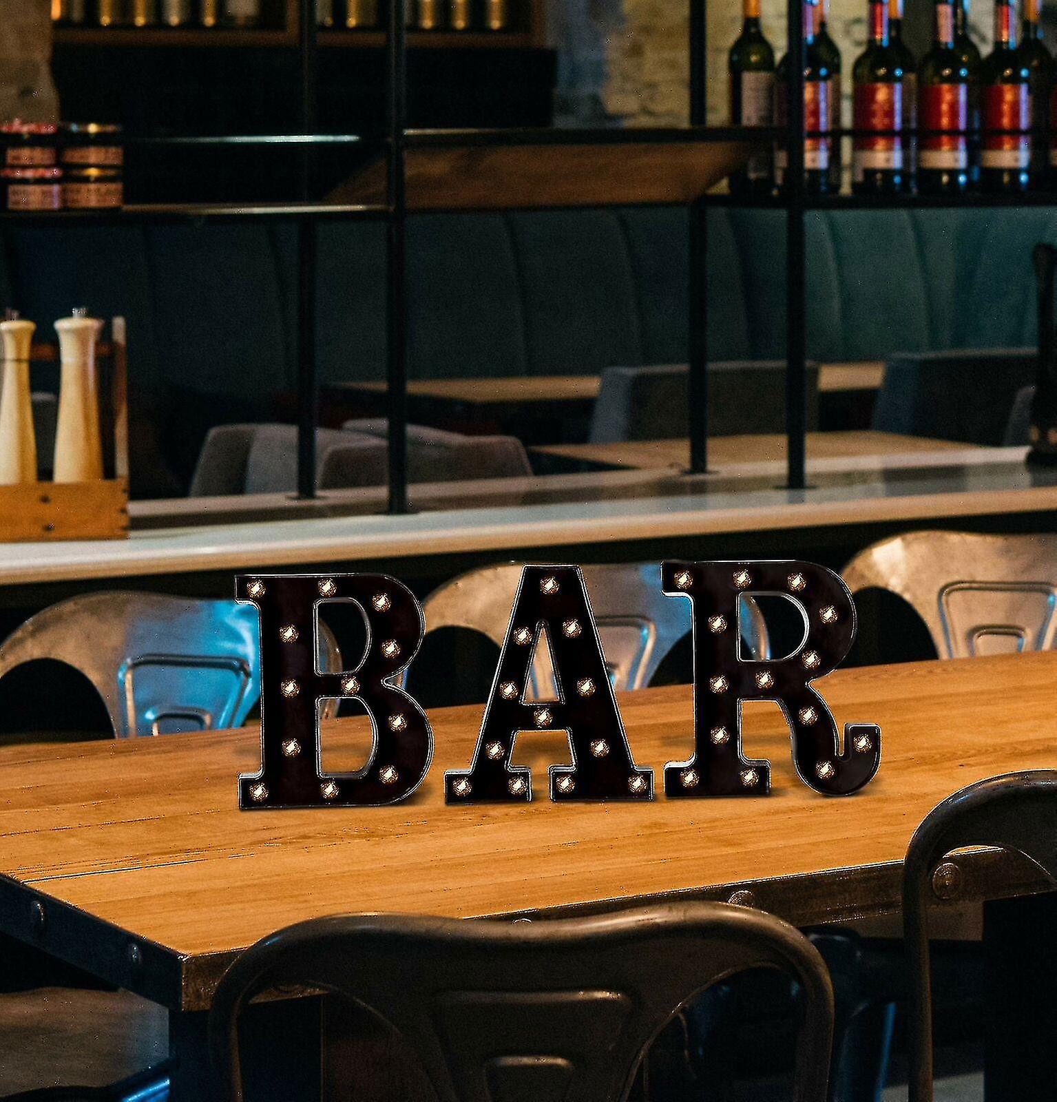 Vintage Bar Sign With Light Light Up Bar Letter Lights Light Up Black ...