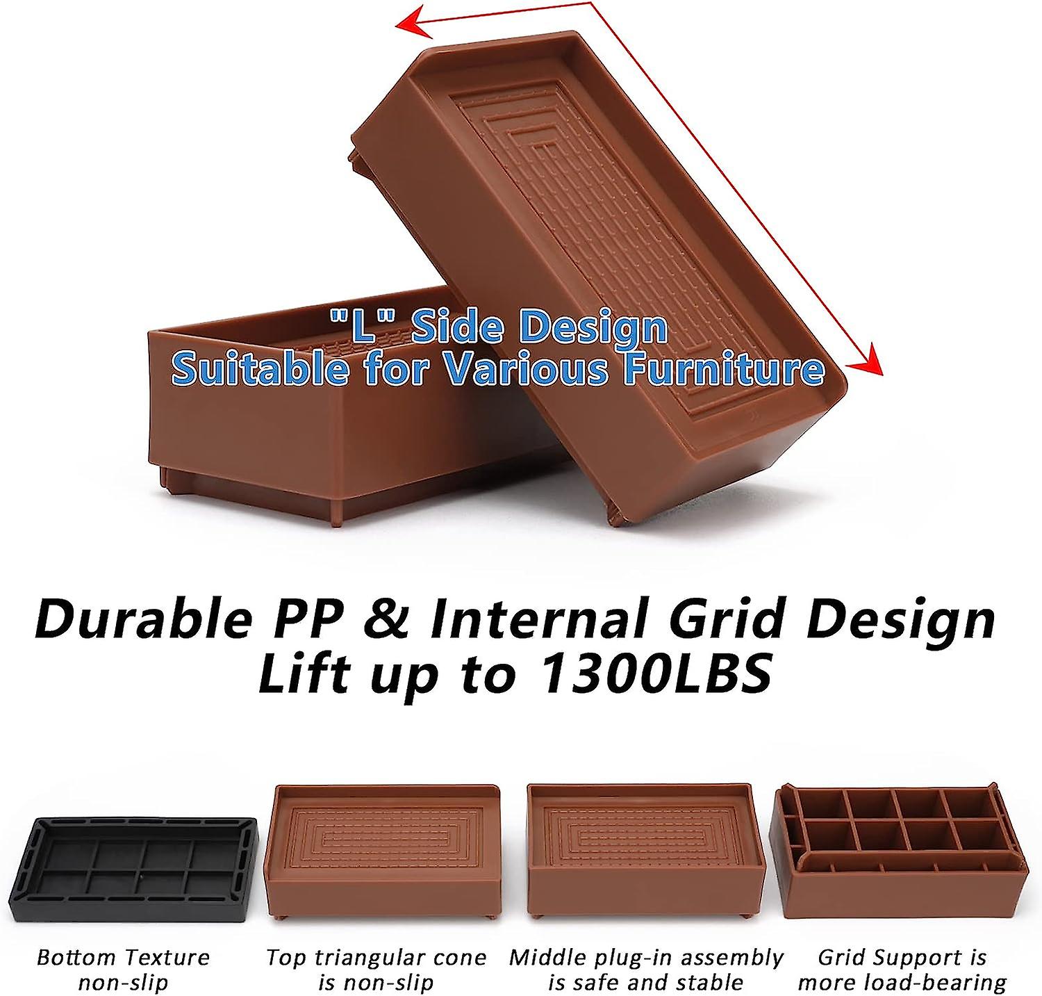 Rectangle Bed Risers 2",3", 4.5 Inch Heavy Duty Furniture Risers ...