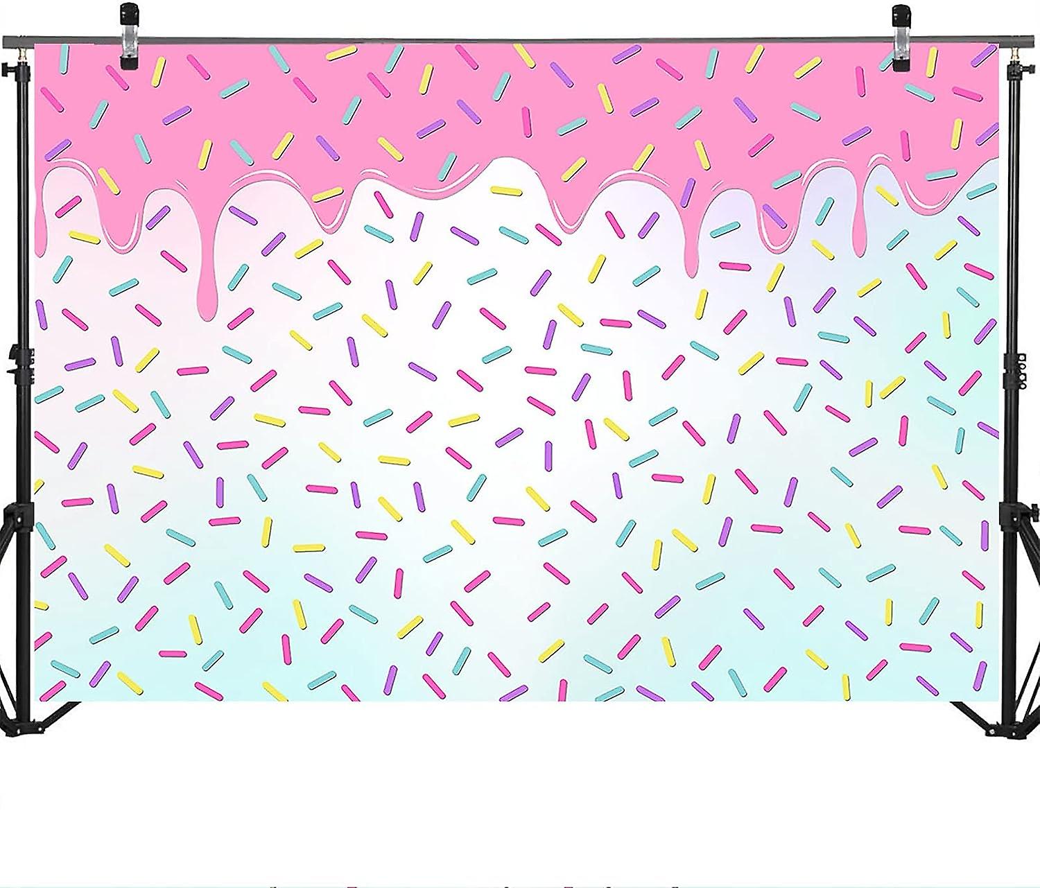 Donut Backdrop Donut Birthday Sweet One Sprinkles Party Decorations ...