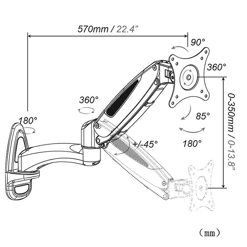 Gibbon Mounts GM112W Wall-mounted Computer Monitor Stand | Fruugo UK