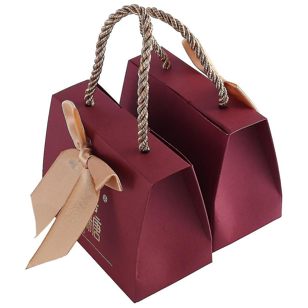 Wedding Party Favor Boxes Red Wedding Boxes Bags With Gold Ribbons For ...