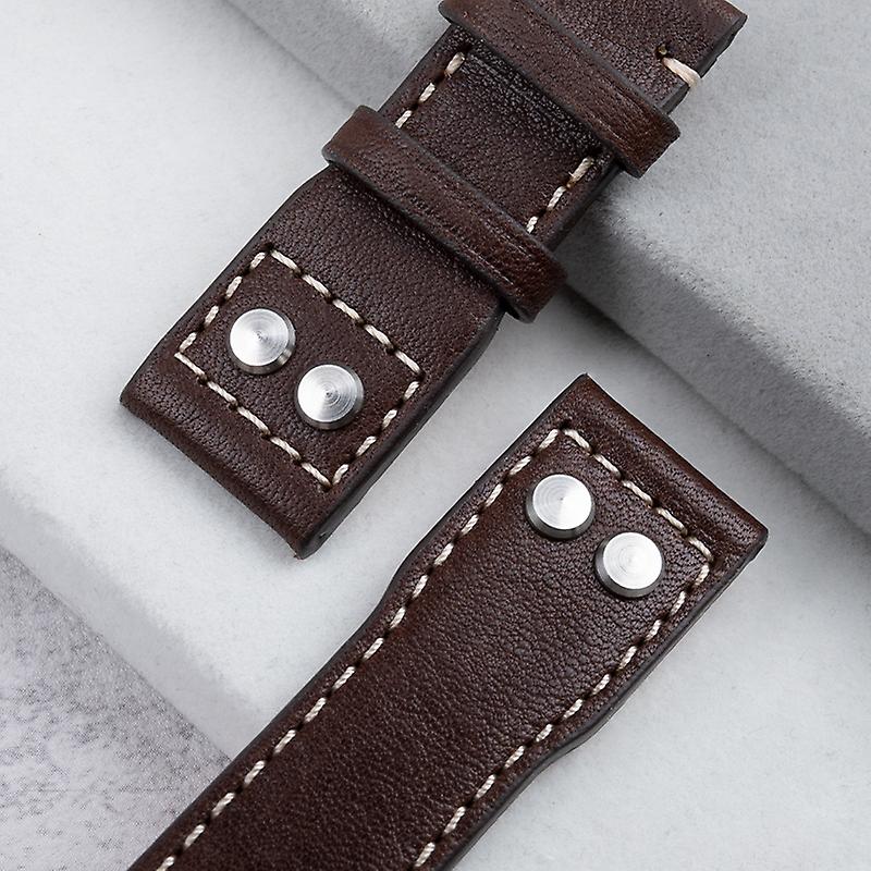 For IWC Studded Leather Watch Strap Folding Buckle in Head Cowhide 21mm ...