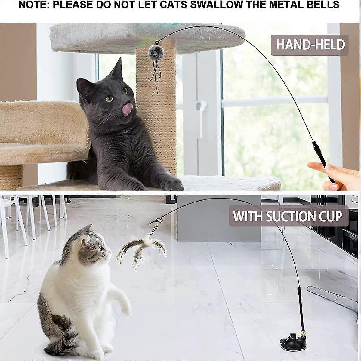 Feather toy for cats, cat toy, retractable fishing rod, indoor cat and ...