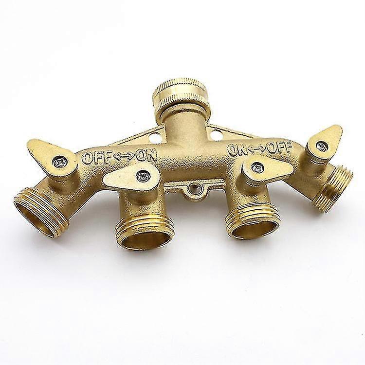 4 Way Brass Faucet Manifold Garden Hose Connector, Individual Brass ...