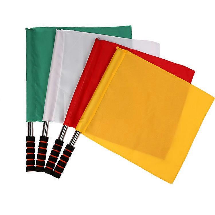4 Pieces Stainless Steel Referee Flags Sponge Handle Linesman Flag Command Flag Signal Flag for ...