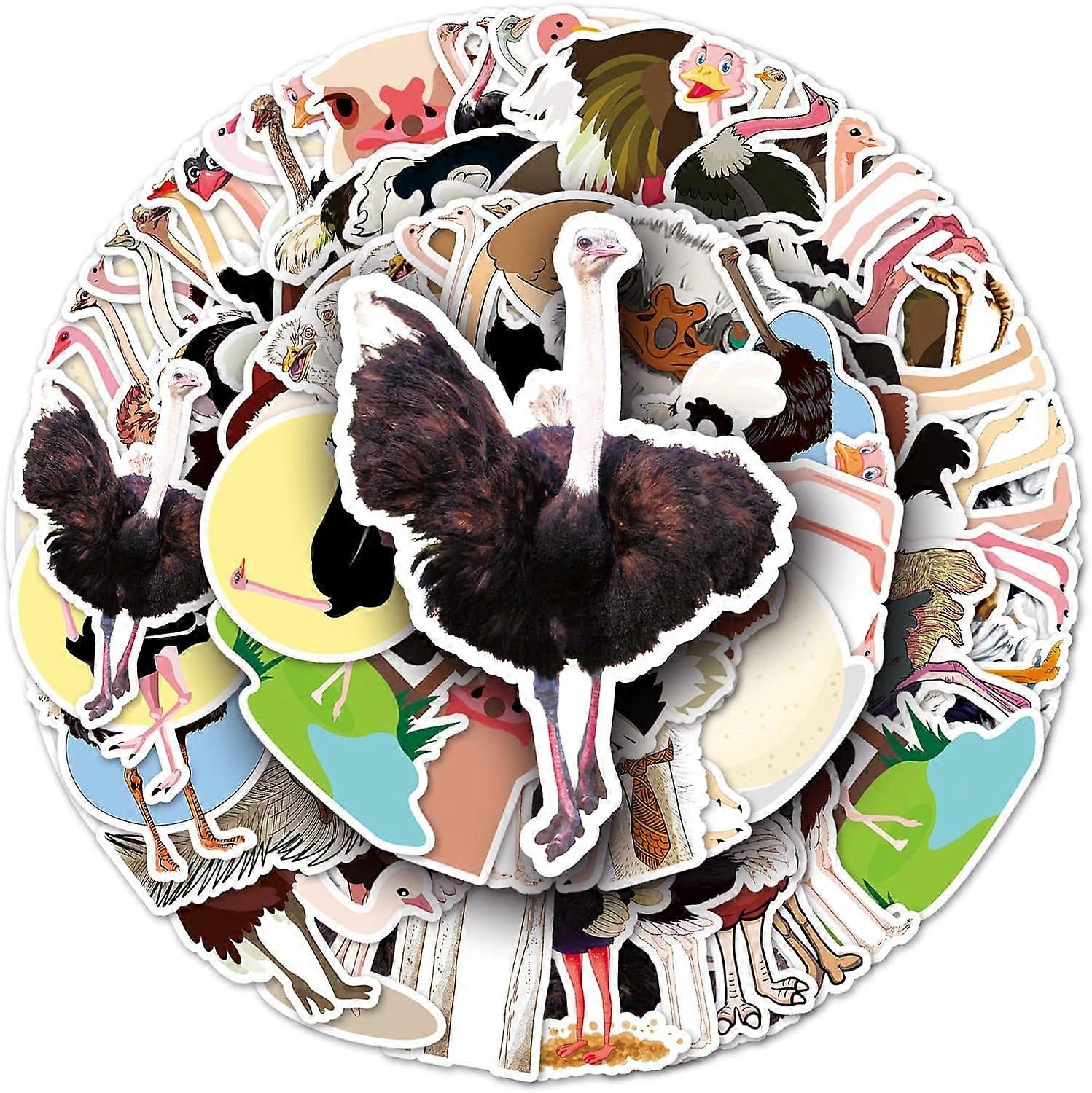 Djur Struts Klistermärken - 50 st Tecknad Vattentät Dekaler DIY för ...