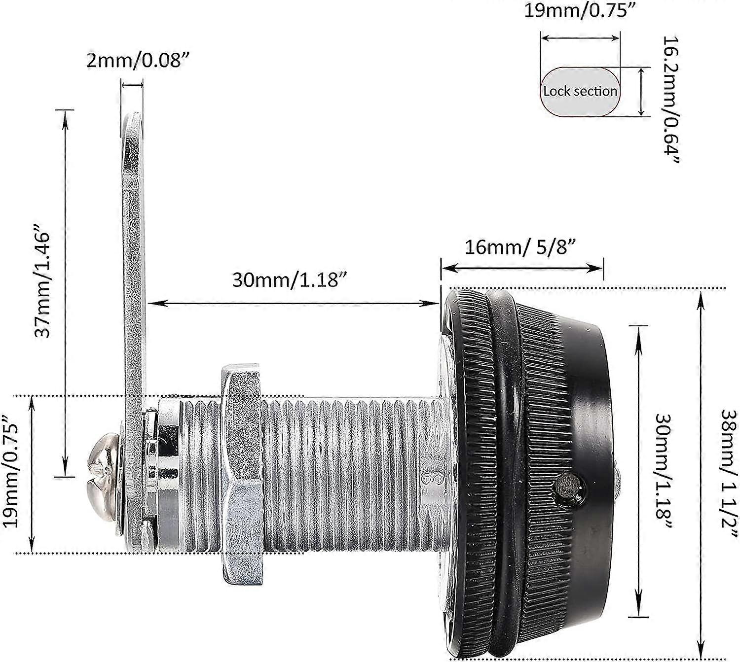 3 digit combination lock black zinc alloy mechanical code lock code box ...
