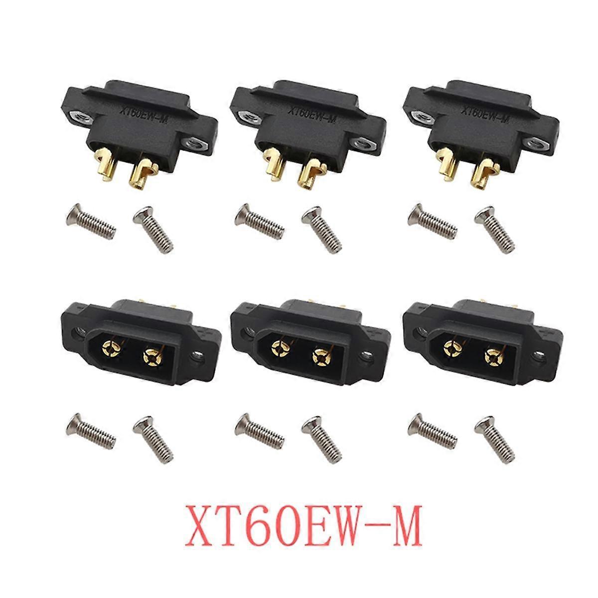 6Pcs Black XT60EW-M XT60 Male Plug Connector Screw Fixed Plate Panel ...