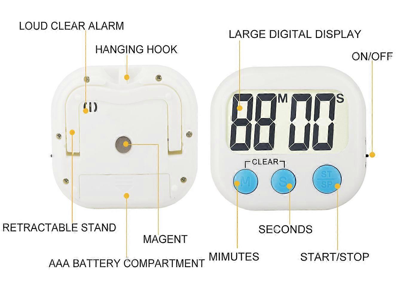 12 Pack Digital Kitchen Timer Strong Magnetic Electronic Countdown and ...