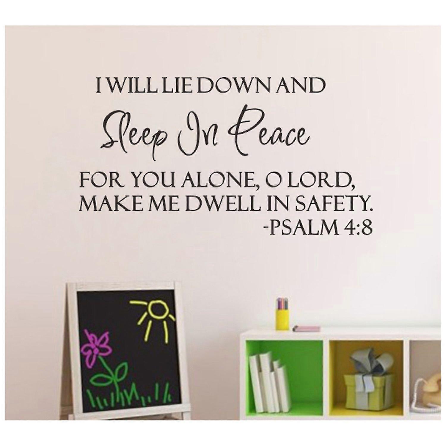 Sleep In Peace Psalm 4:8 Bible Verse Lettering Wall Decal Decor Quote ...