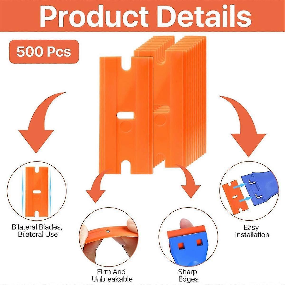 Replacement Set of 500 Plastic Double-Edged Razor Blades for Glass ...