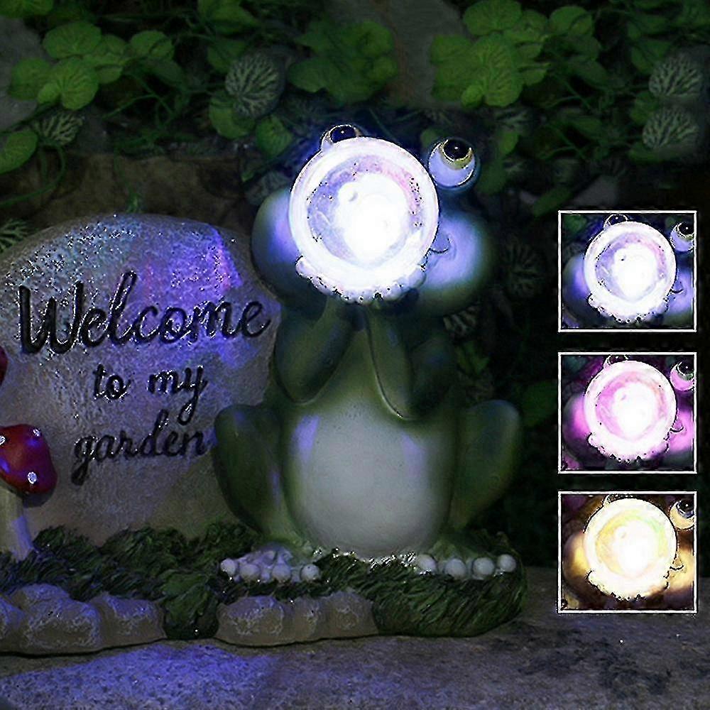 Garden Statue - Outdoor Welcome Sign Bubble Decoration With Solar Led ...