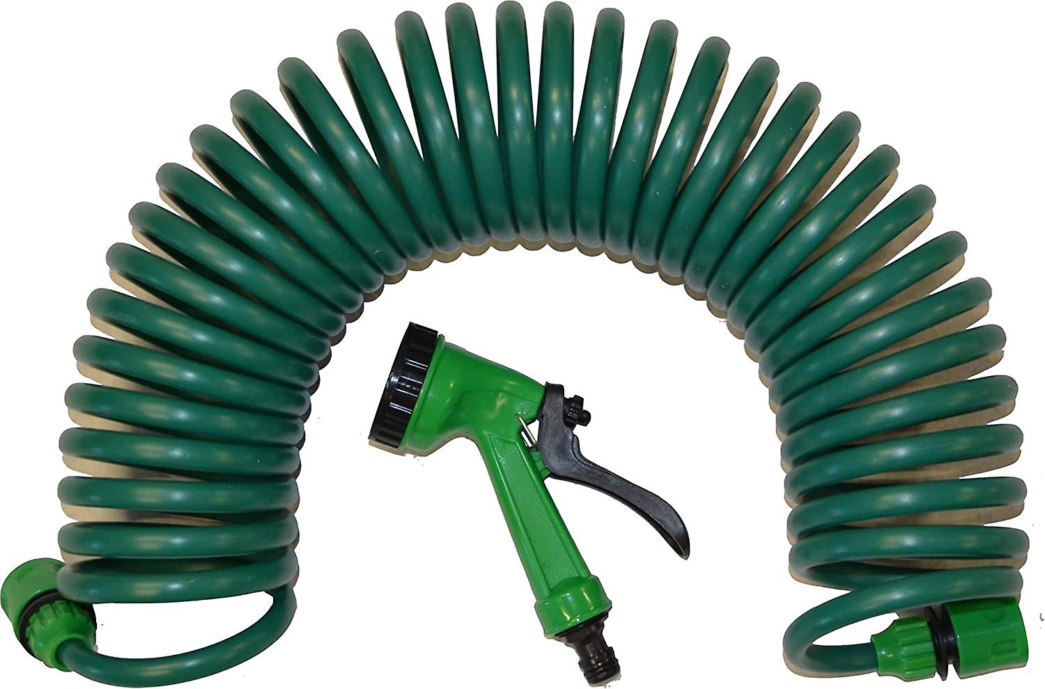 Retractable Garden Coil Hose Pipe Expandable 7 Function Water Spray Gun ...