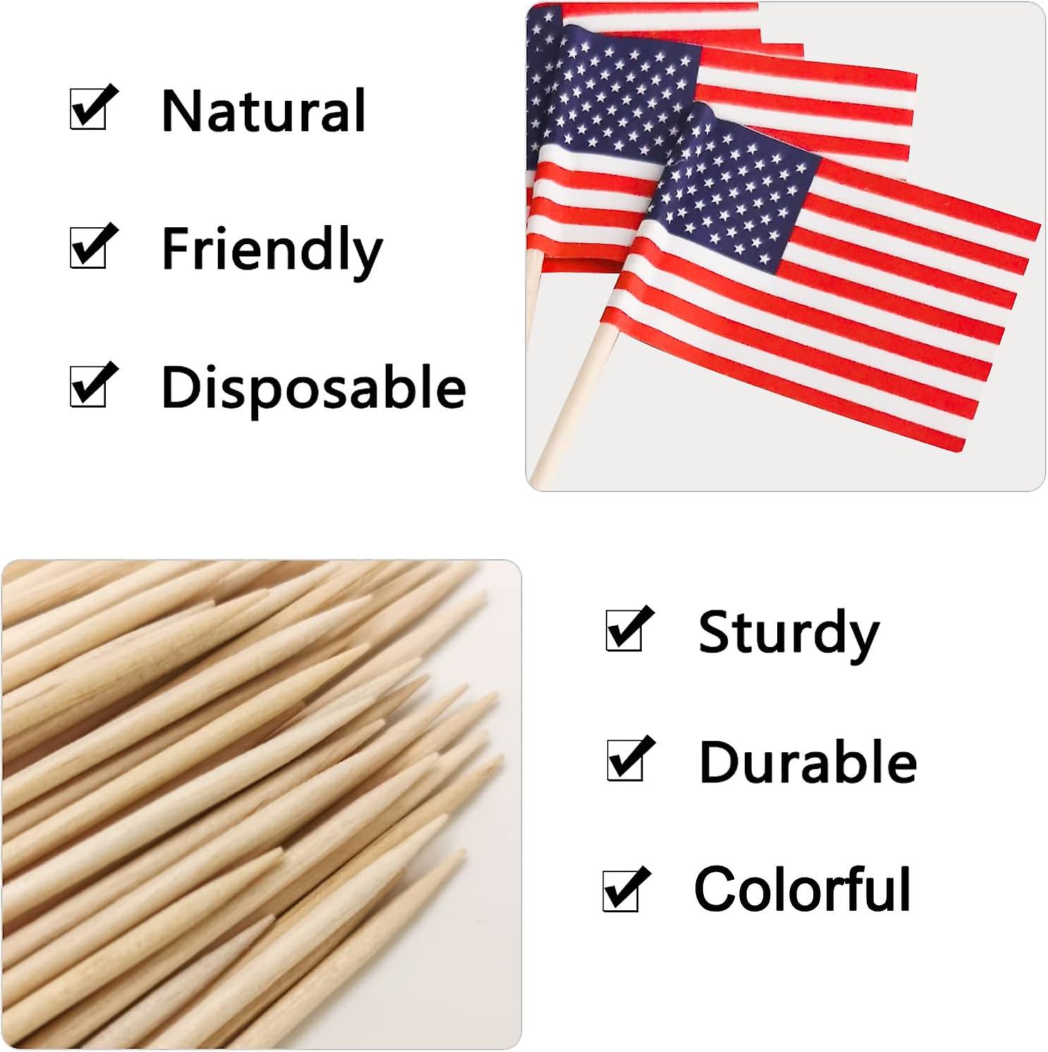100 Pcs Usa American Flag Toothpick Flags - Small Cupcake Toppers For ...