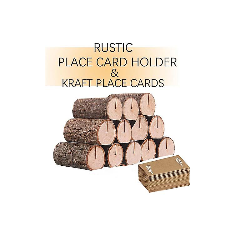 12pcs Rustic Natural Wood Place Card Holders and Kraft Table Place ...