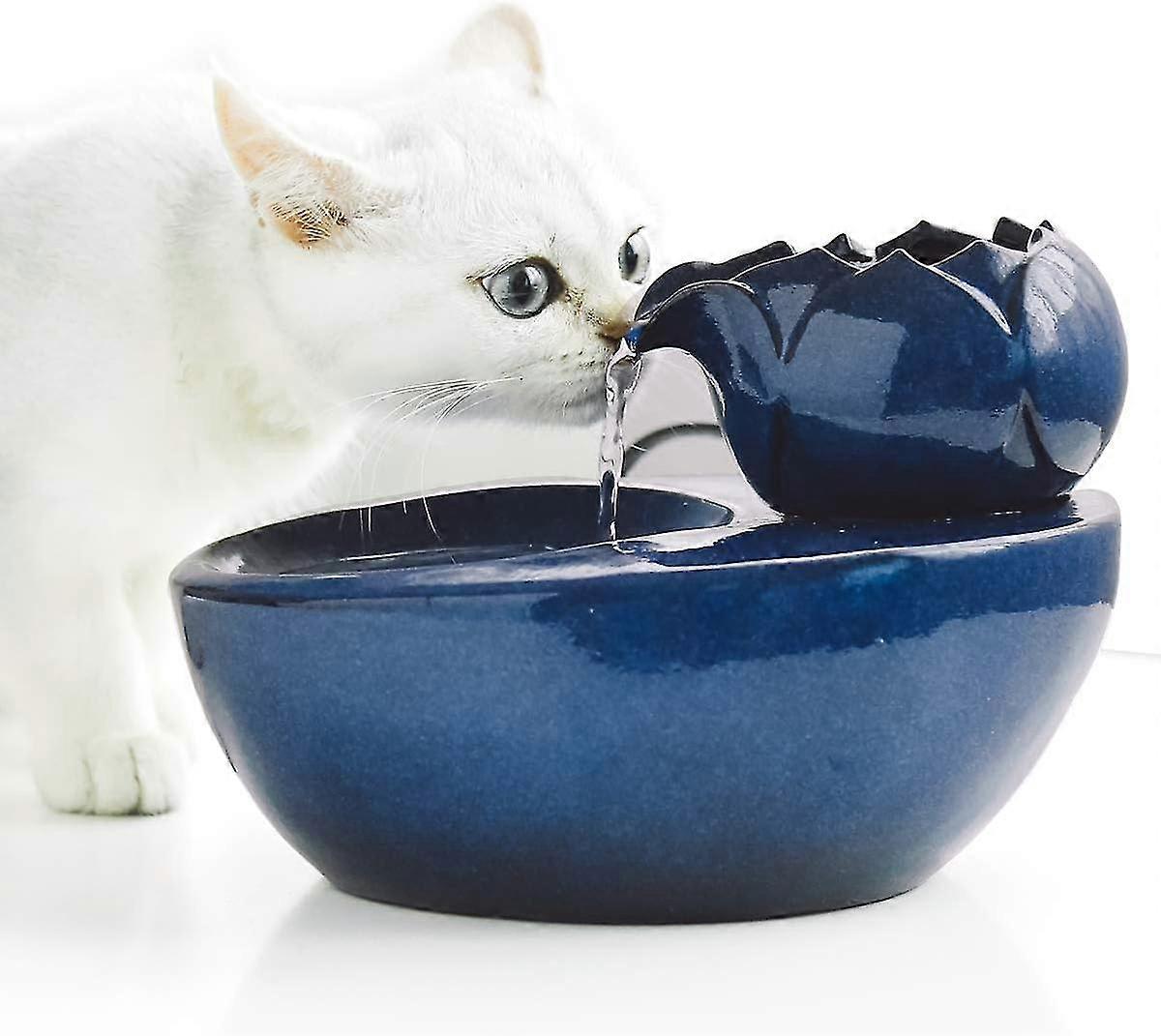 SBSGV Lotus Cat Water Fountain Ceramic, 1.5L Pet Fountain Dog Water ...