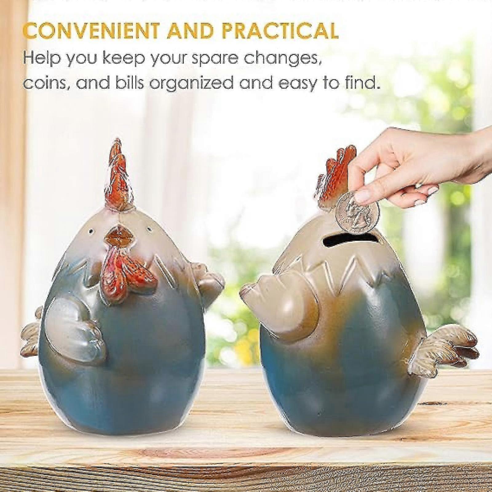 Ceramic Piggy Bank Rooster Money Bank Chicken Coin Jar Desktop Ornament ...