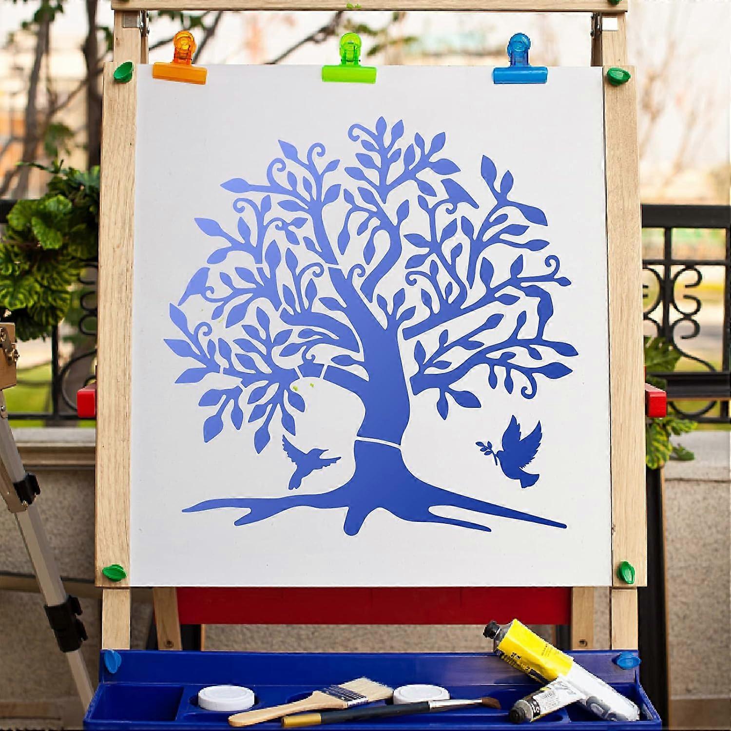 12"X12" Large Tree of Life Stencil Template Reusable Square Bird on ...