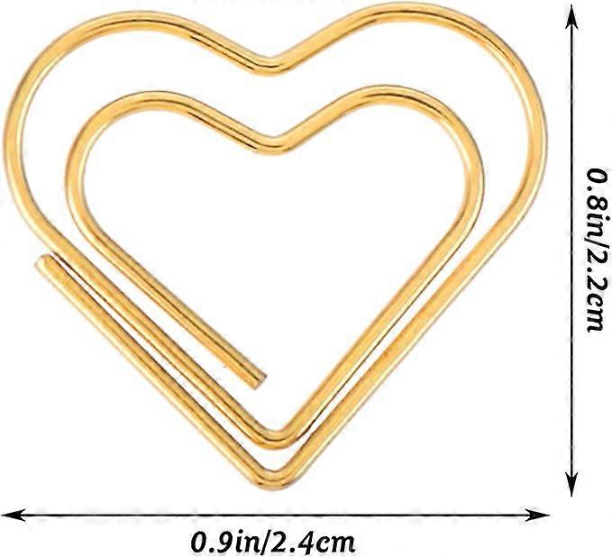 Pack of 100 paper clips heart paper clips large gold paper clip heart ...