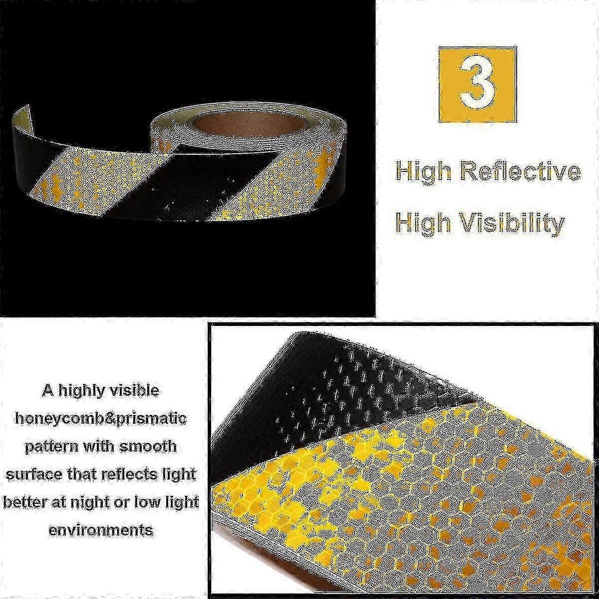 Waterproof Reflective Safety Tape Roll 5cm*25m Yellow Black Striped ...