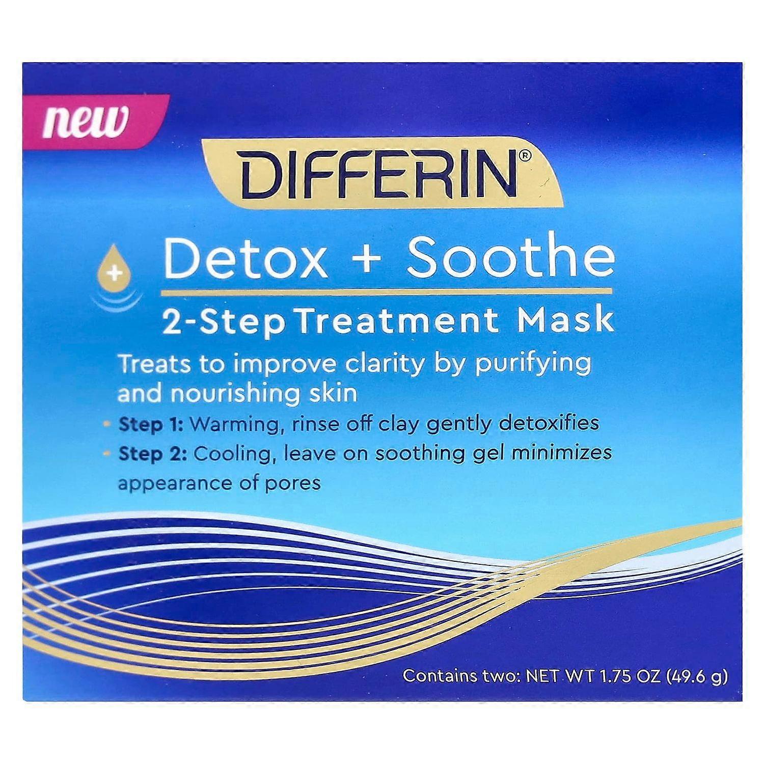 Differin, Detox + Soothe, 2-Step Treatment Beauty Mask, 1.75 oz (49.6 g ...