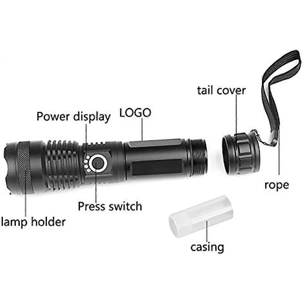 LED Torch Super Bright 5000LM XHP50 Rechargeable Torche 5 Modes ...