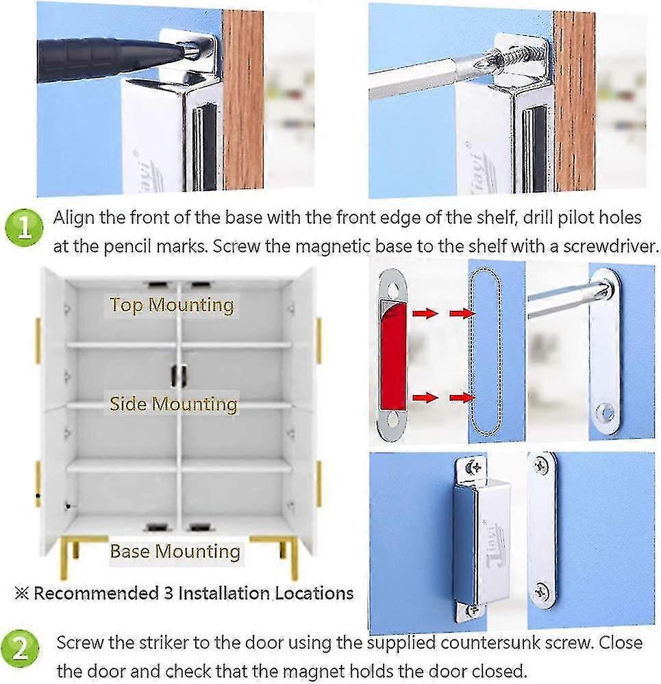 28kg Strong Magnetic Closet Door Magnet 2 Pieces Stainless Steel ...