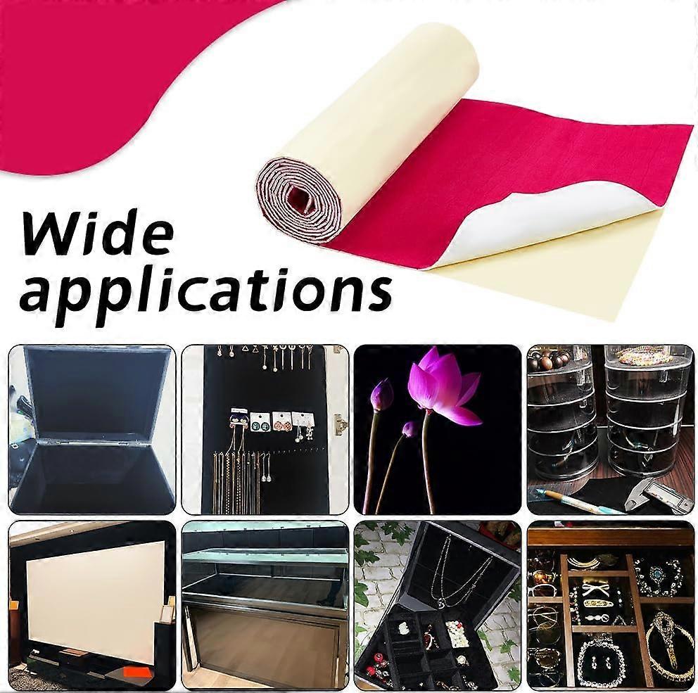 Self Adhesive Velvet Felt Fabric Cerise Soft Velvet Sticky Foam Back ...