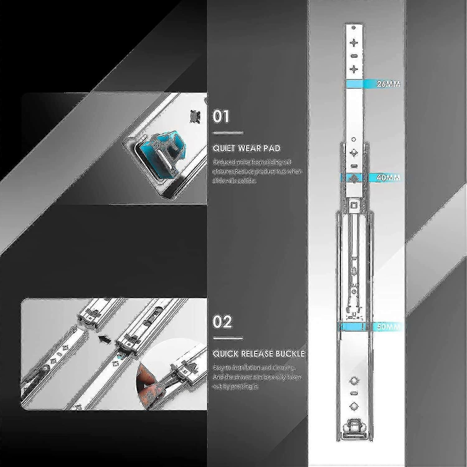 Heavy Duty Drawer Runners Long Draw Rails Full Extension Side Mount ...