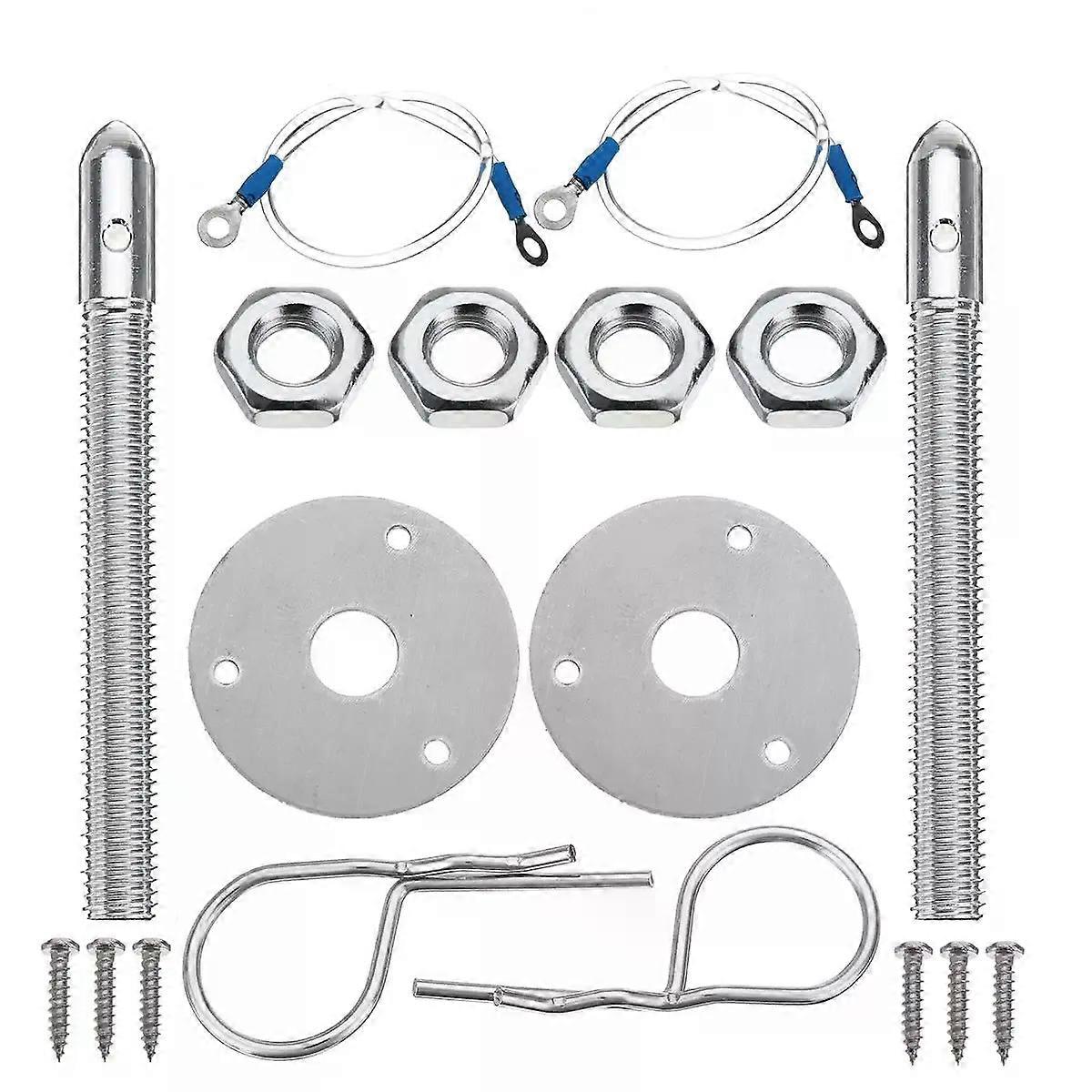 Universal Racing Style Stainless Steel Mount Hood Pin Plate Bonnet Lock ...