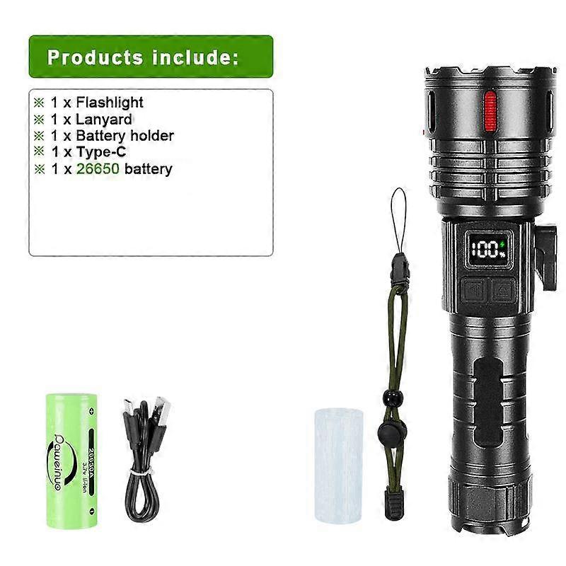 10000LM 5000mAh High Power Rechargeable LED Flashlight Rechargeable ...