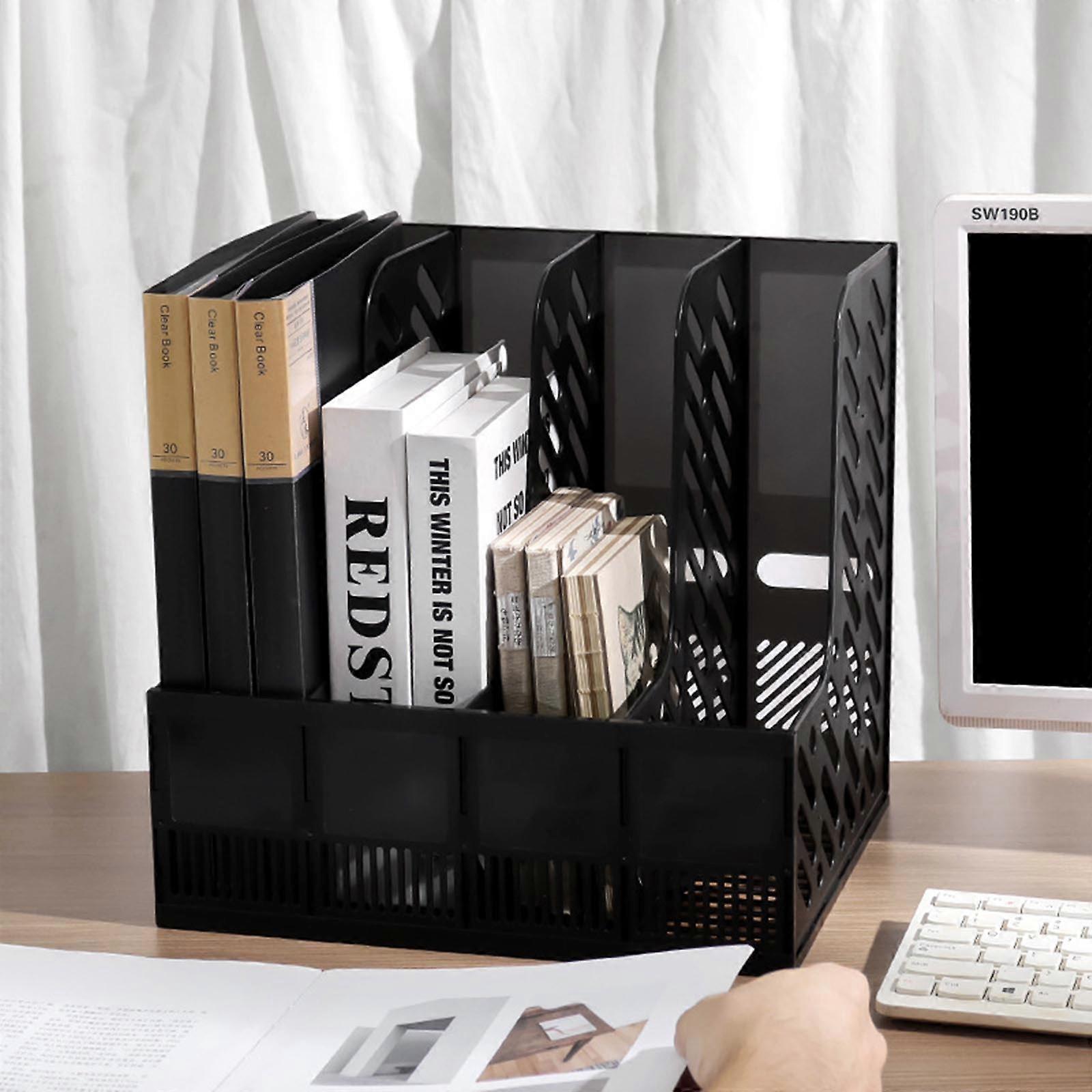 Multi-purpose File Folder 4 Compartment Easy Assemble with Pen Holder ...