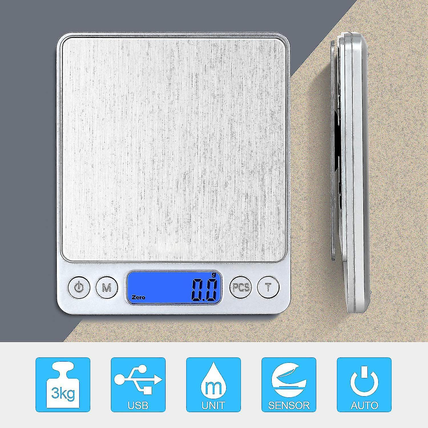 Kitchen Scales With Usb Rechargeable,lcd Display,tare Function | Fruugo UK