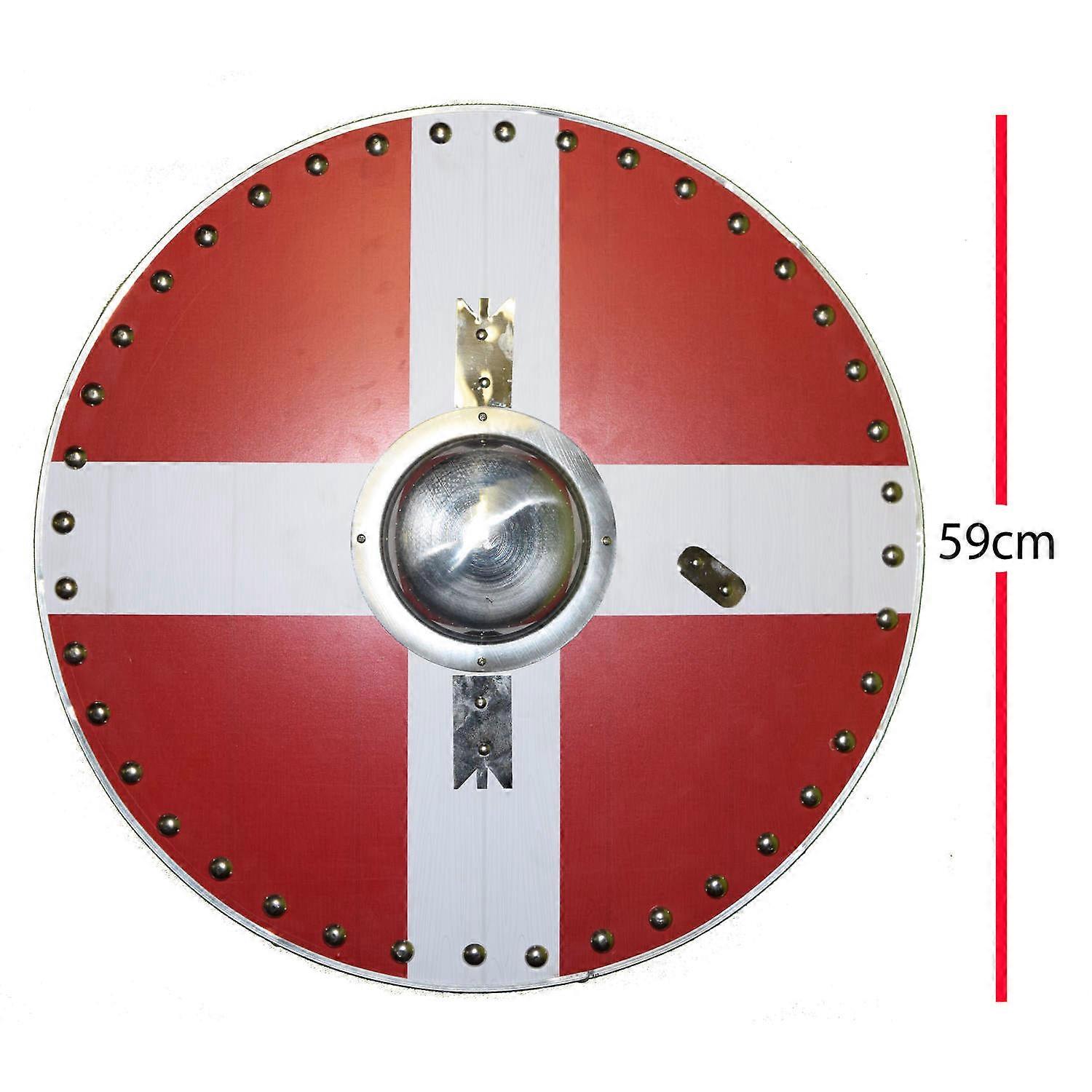 Round wooden handmade leather grip Denmark flag viking shield | Fruugo UK