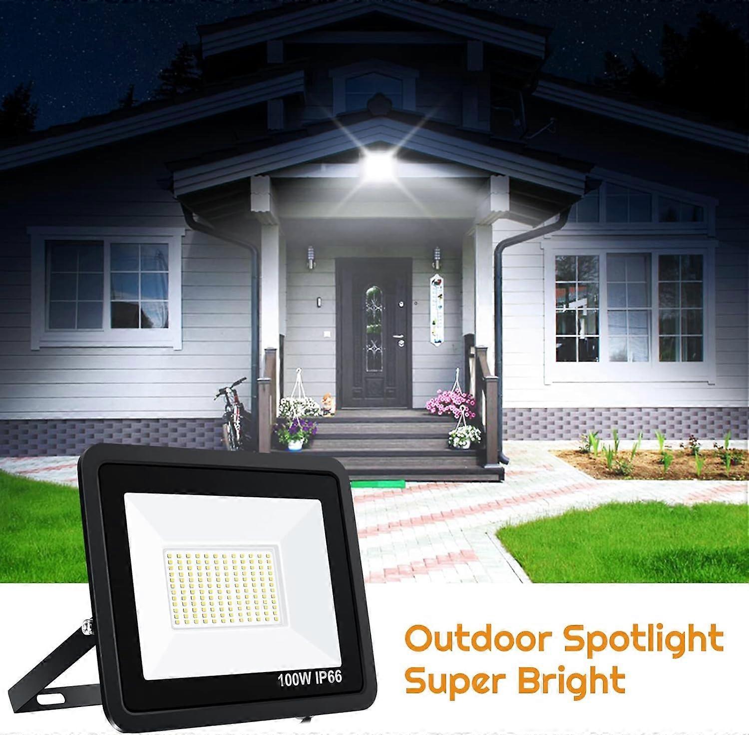 100W LED Floodlight Outdoor, 10000LM Security Light, IP65 Waterproof ...