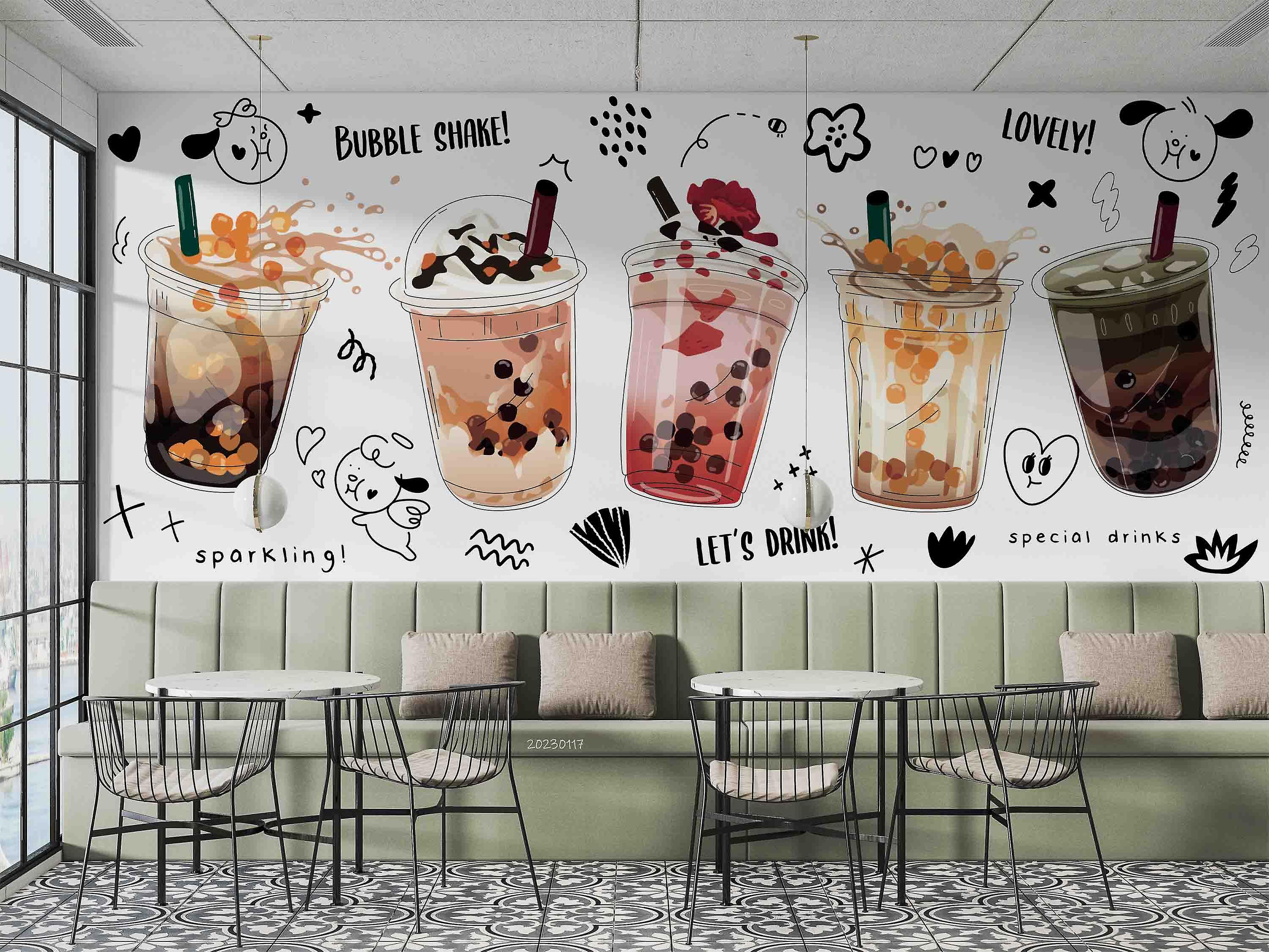 3D Boba Milk Tea Pearl Milk Tea Wall Mural Wallpaper Gd 1599 | Fruugo US