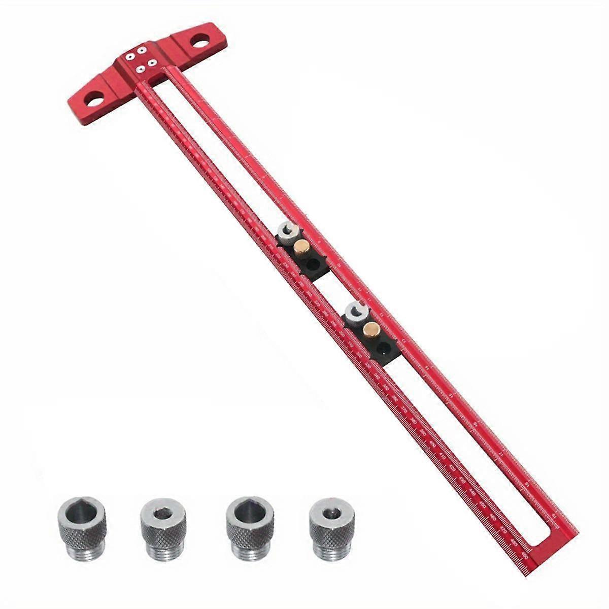 Woodworking 2-In-1 Drilling Positioning Scoring Ruler Scriber T Square ...