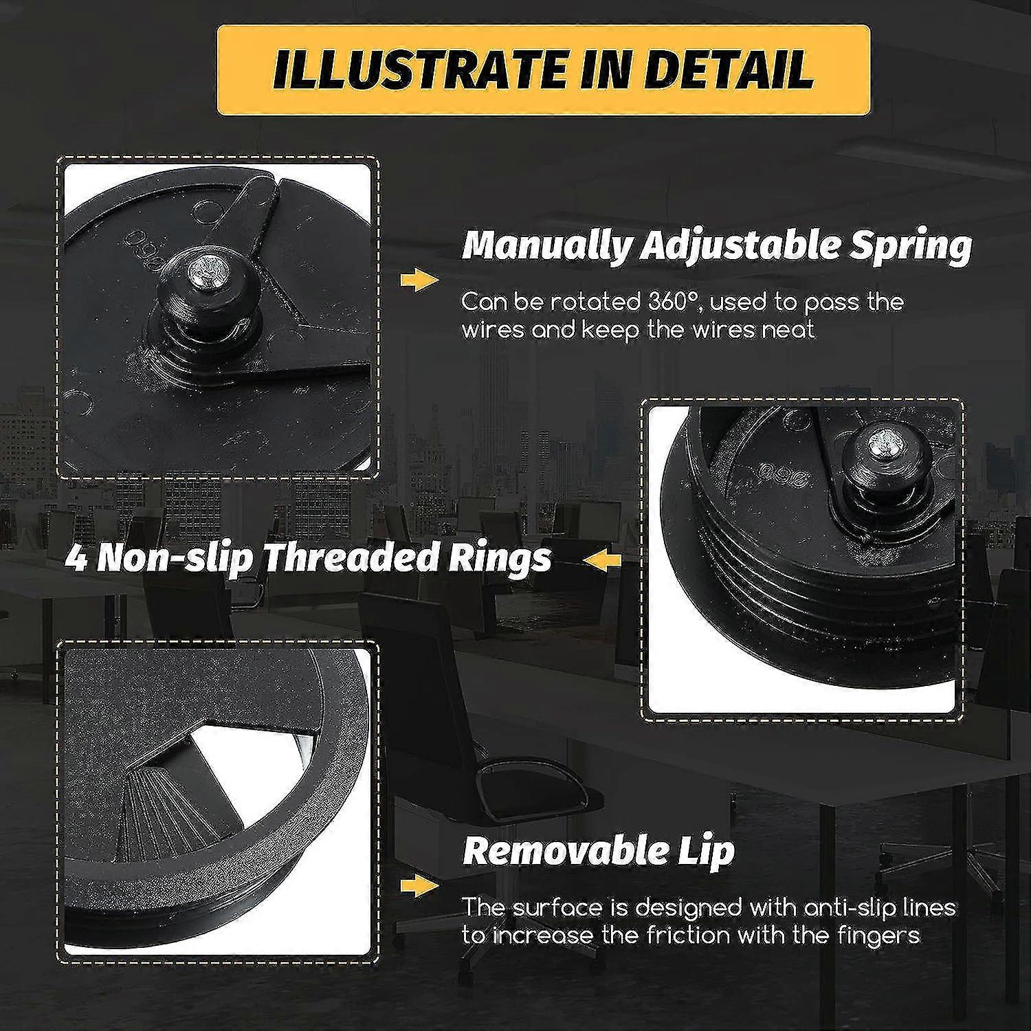 2 Pieces Desk Grommet, Desk Cable Wire Grommet Cord, PC Computer Desk ...