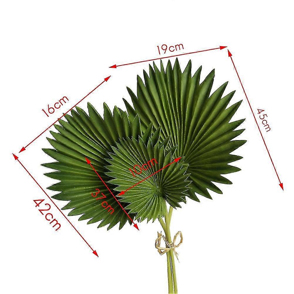 3 Pcs Artificial Palm Leaves Bunch Green Plastic Fake Plants Simulation ...