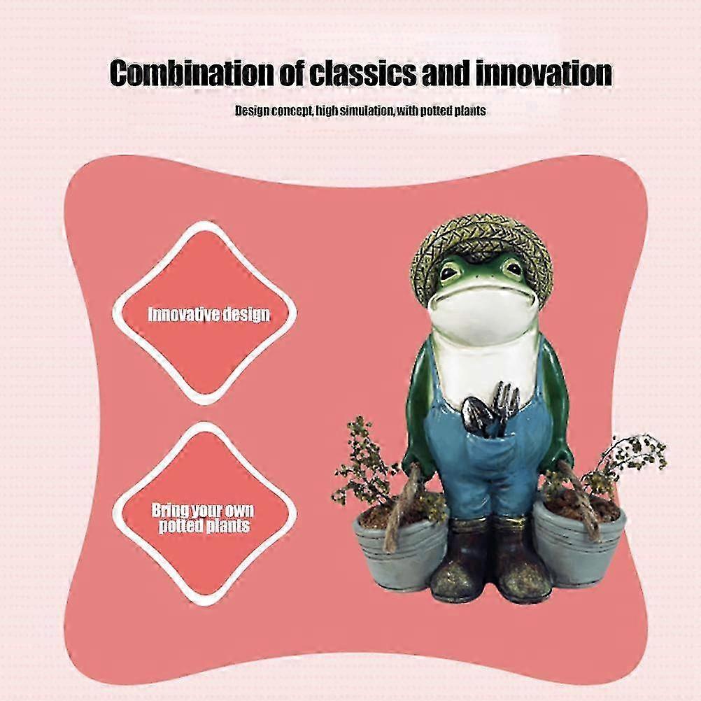 Trädgårdsskulptur Rolig harts groda Blomkruka Trädgård Konstfigurer för ...