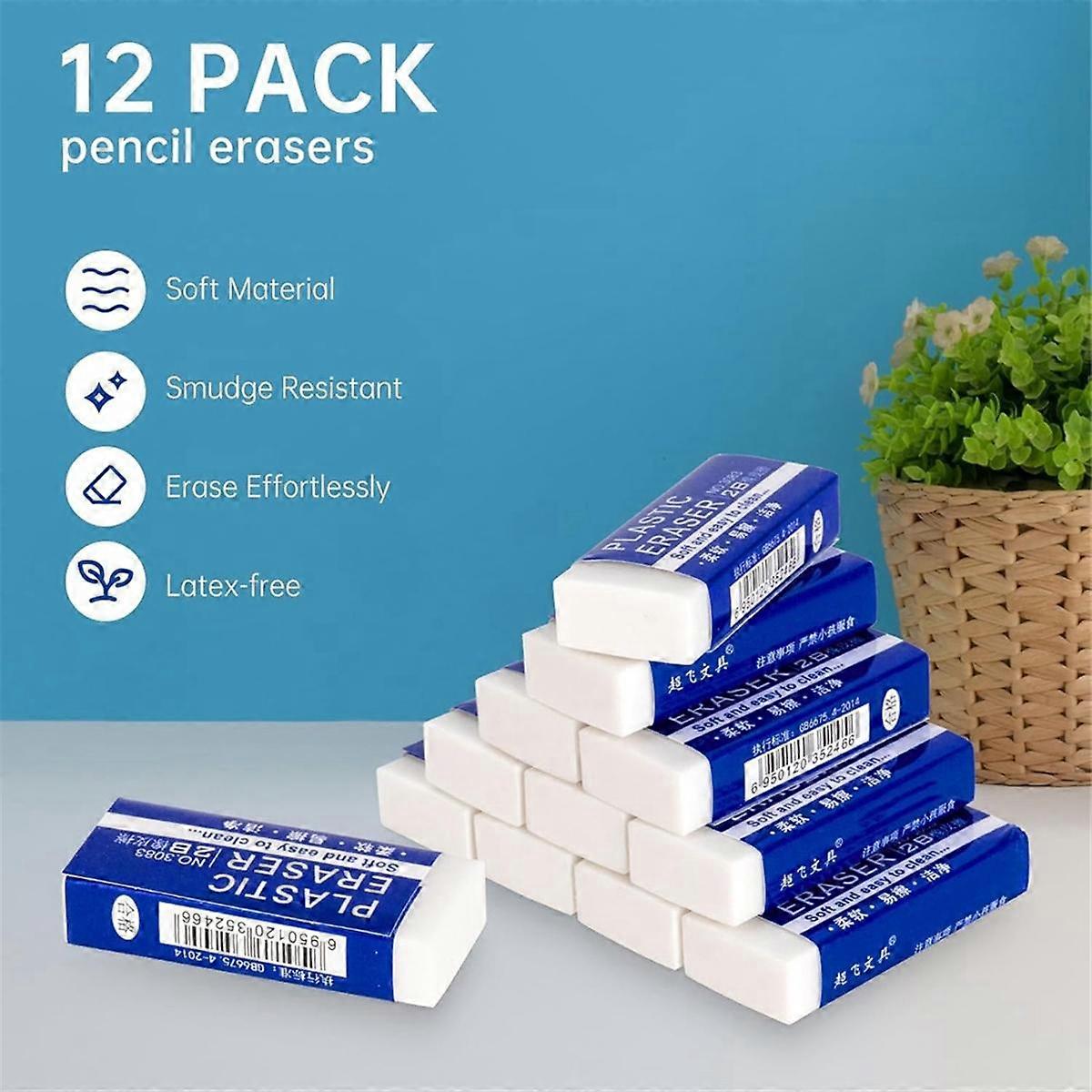 12 Pack Pencil Erasers, White Erasers for School, Art Erasers for Kids Drawing Bulk | Fruugo UK
