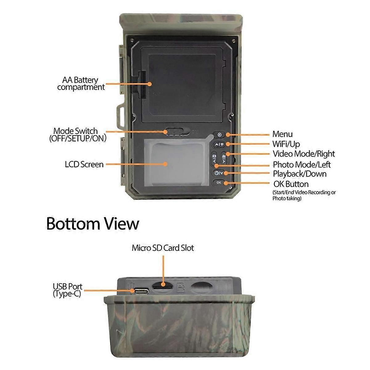 Solar Powered Night Vision Trail Camera 50MP 4K Hunting Cameras 0.3S ...